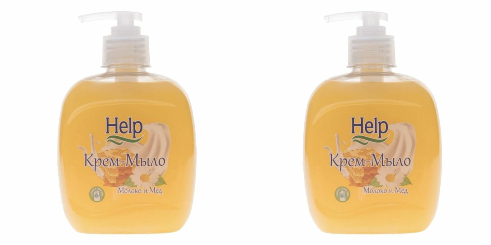 Help Жидкое мыло Молоко и мёд, с дозатором, 300 гр, 2 шт
