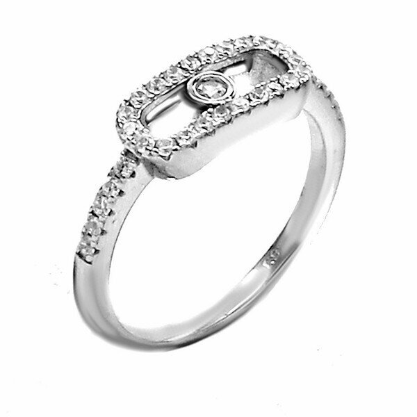 Кольцо, серебро, 925 проба, родирование, фианит