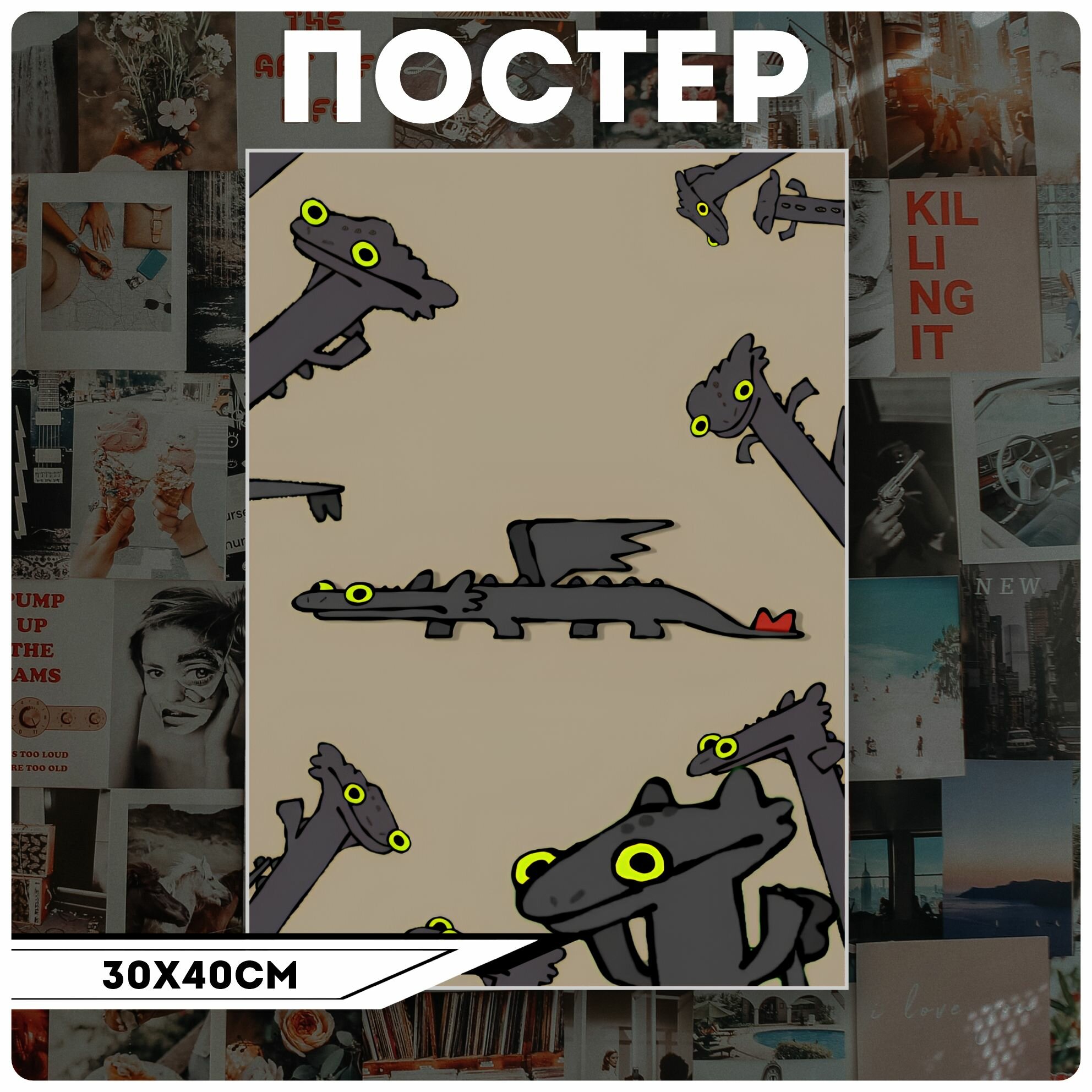 Постеры на стену танцующий дракон беззубик