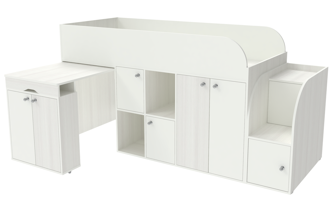 Кровать чердак Малыш 3 Белое Дерево Белый