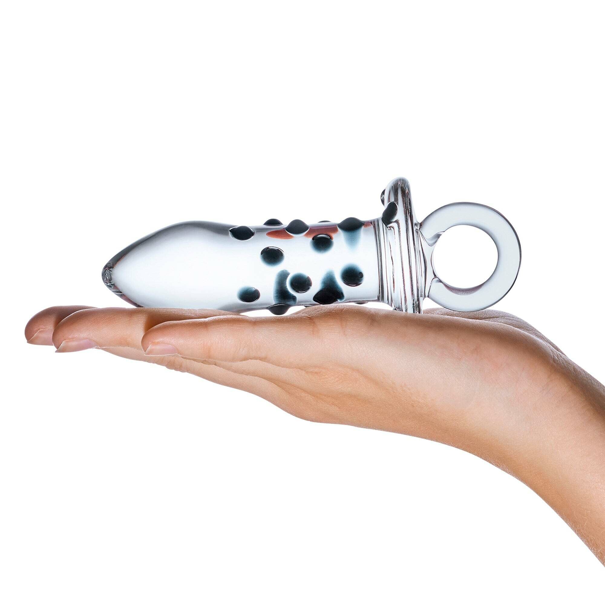 Анальная пробка Glas "Pacifier", с ручкой-кольцом из боросиликатного стекла, 8,3x3,5 см