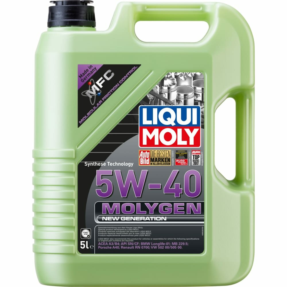 НС-синтетическое моторное масло LIQUI MOLY Molygen New Generation 5W-40 5л 8536, 5 л, Надежно