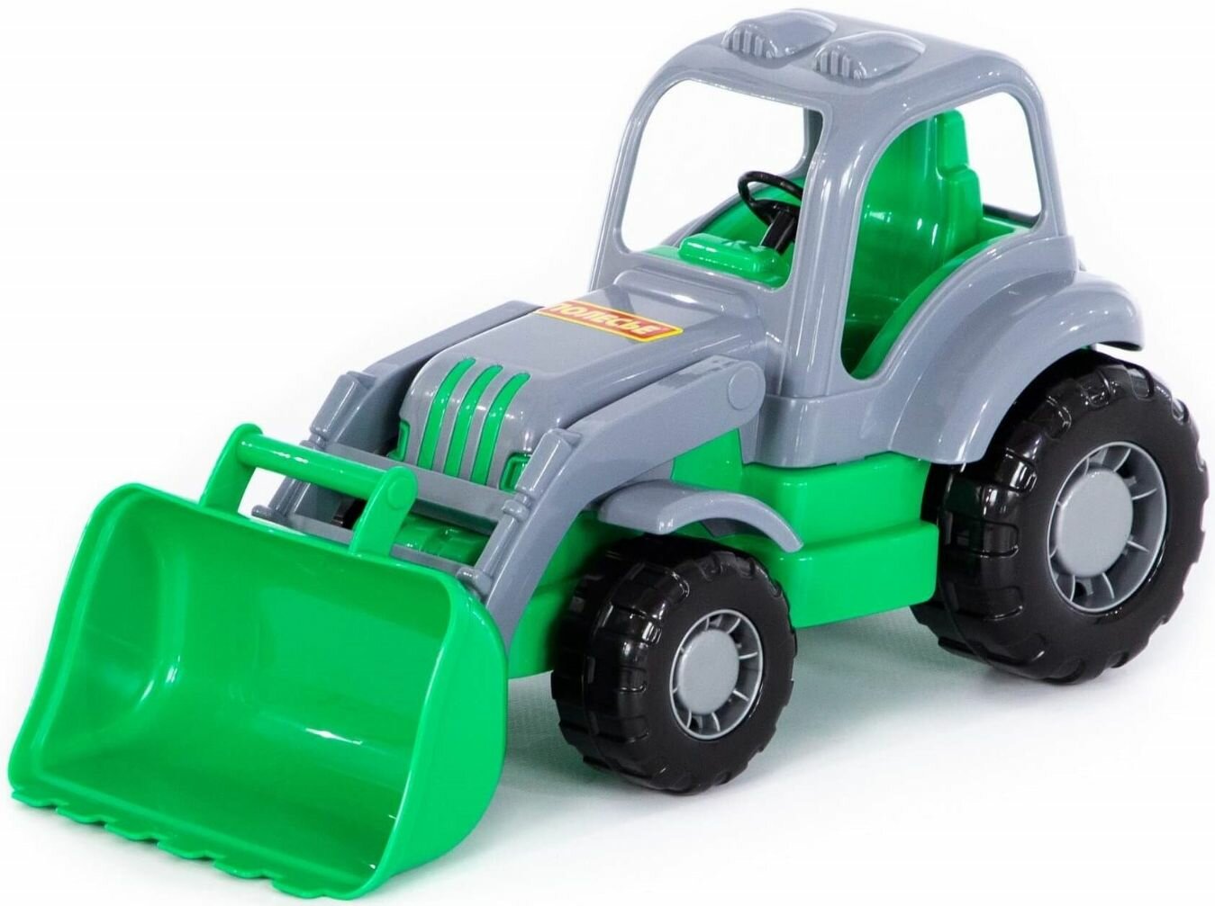 Трактор - погрузчик "Силач" с ковшом, игрушечная машинка для детей, пластиковая игрушка для песочницы и дома, цвет микс
