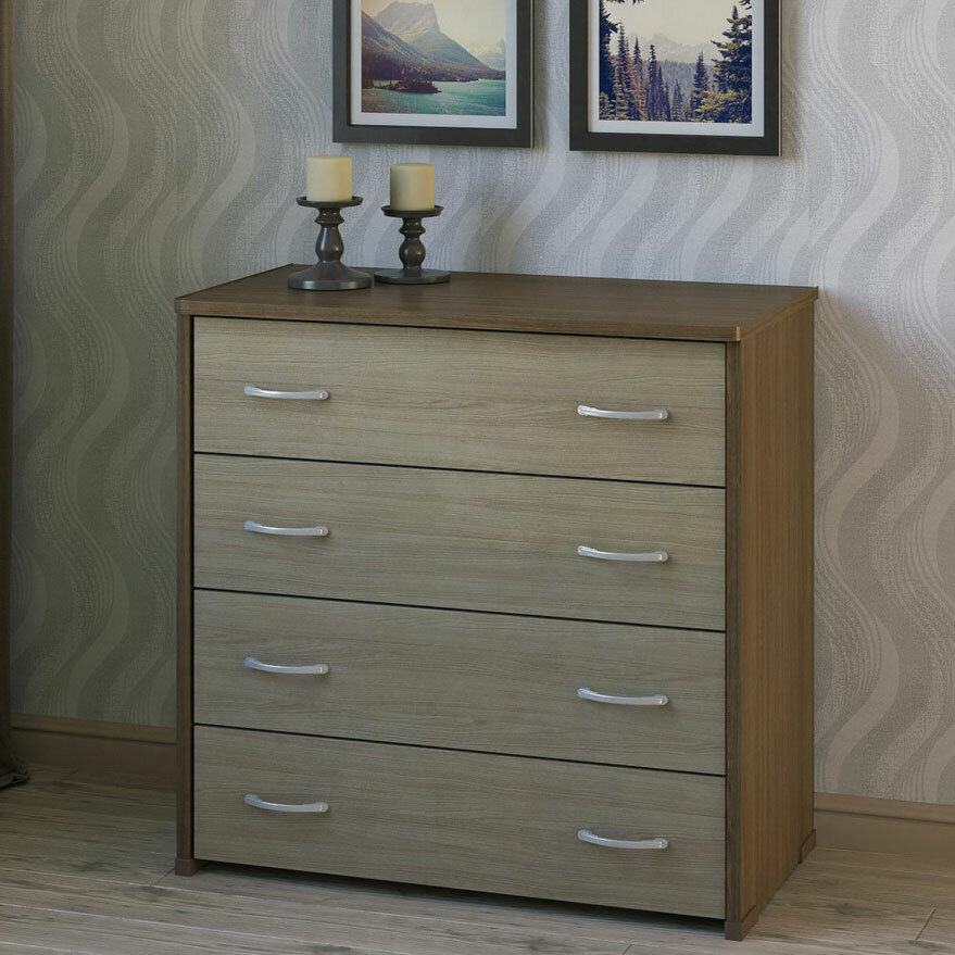 Широкий комод с 4 ящиками 824х448х814 мм МагМебель ТмКМ-41 ясень шимо тёмный + светлый