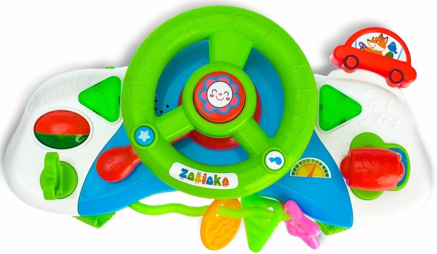 Музыкальный руль-подвеска "Весело рулим!", развивающая игрушка для малышей, со световыми и звуковыми эффектами, подвижные элементы, 20 мелодий и звуков, цвета микс