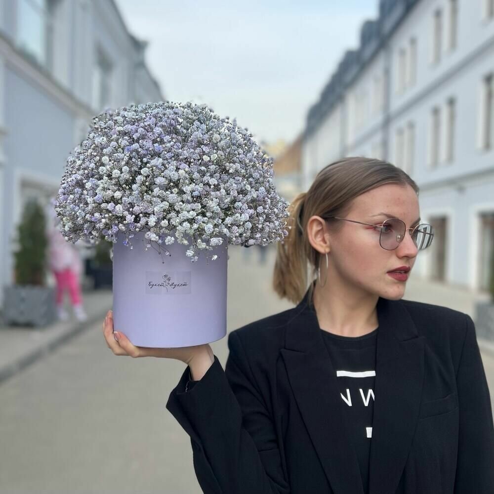 Букет Well-Flowers "Гармония", гипсофилы, круглый, XXl, высота 30 см, букет свежих цветов