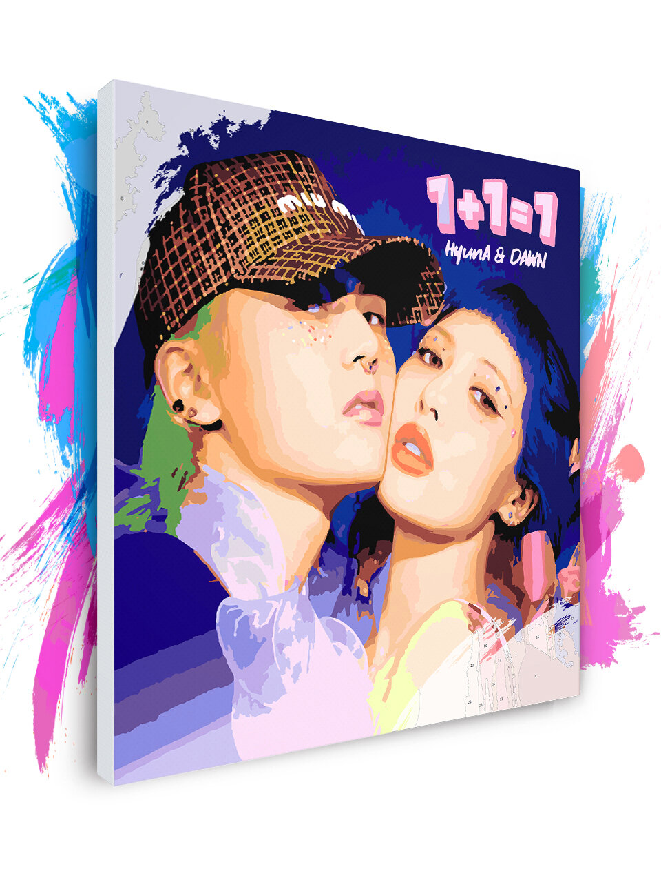Картина по номерам на холсте HyunA and DAWN Хёна и Дон, 120 х 120 см