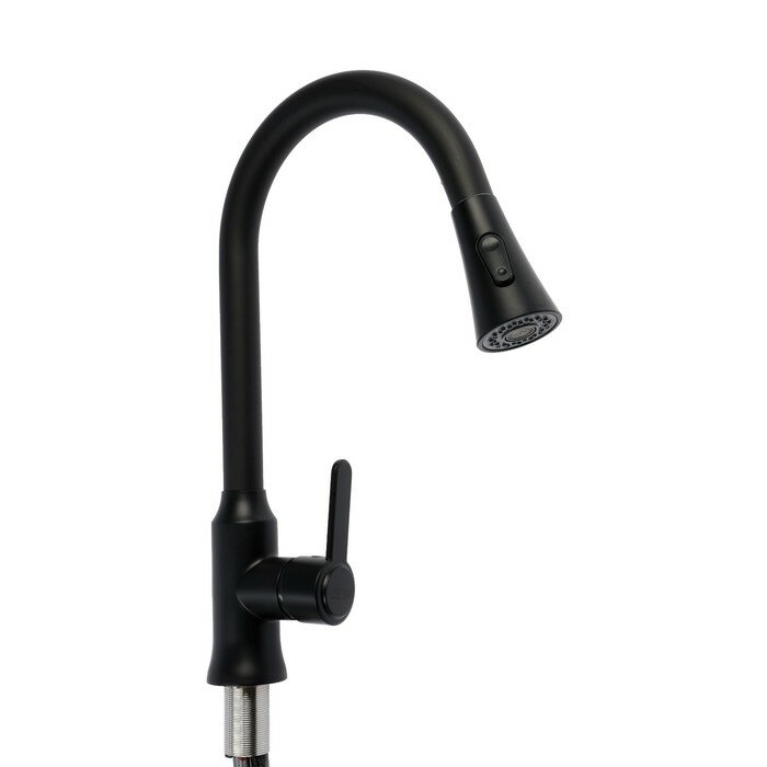 Смеситель для кухни ZEIN Z3708, вытяжной излив, аэратор 2 режима, ABS-пластик, черный, 9932015