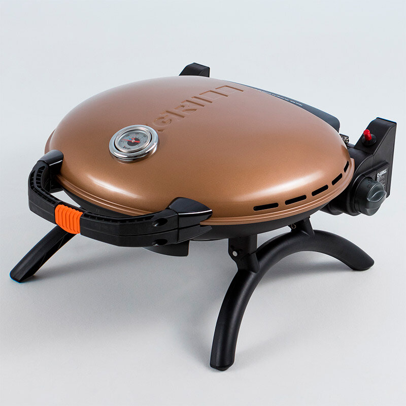 Мобильный газовый гриль O-GRILL 700T золотой с адаптером и щеткой