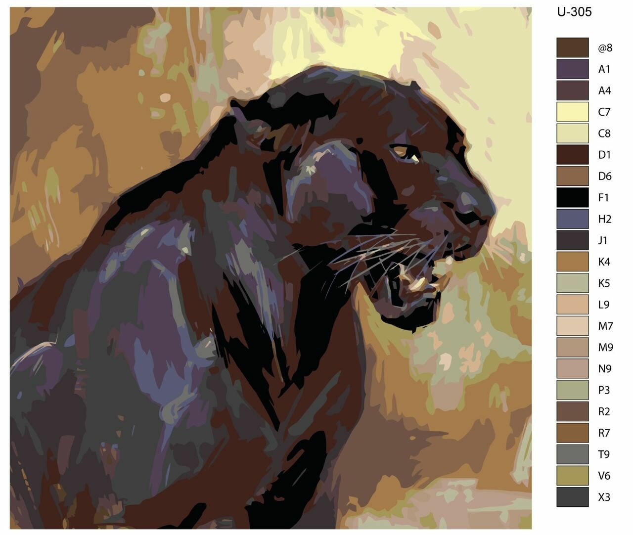 Картина по номерам U-305 "Черная Пантера" 40x40 см