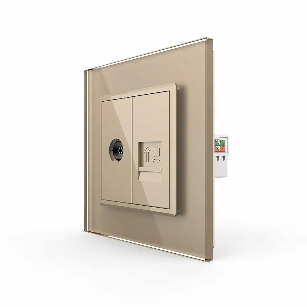 Розетка Livolo ТВ Интернет золотой