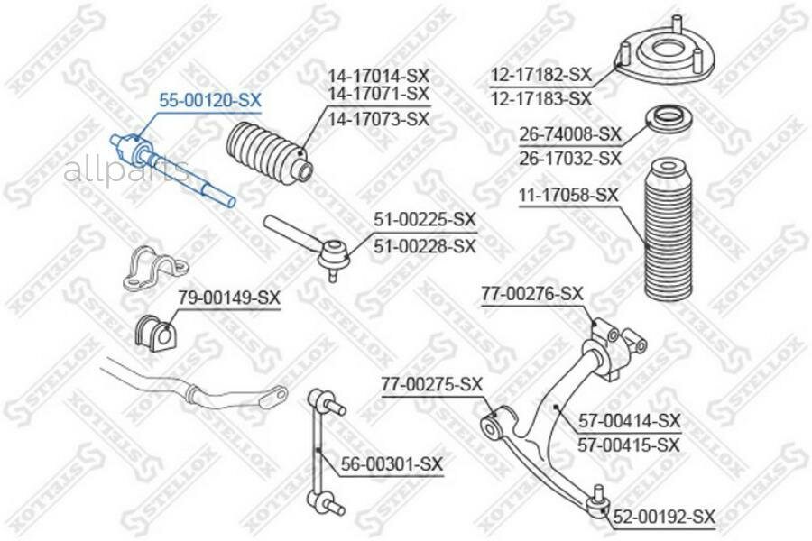 STELLOX 5500120SX тяга рулевая ! к-кт с пыльником\ Infiniti FX35 S50
