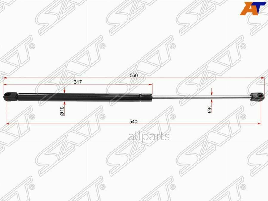 SAT ST-90450BM425 Амортизатор крышки багажника Nissan Almera 00-06 / Bluebird Sylphy 00-05 (Справа=Слева)