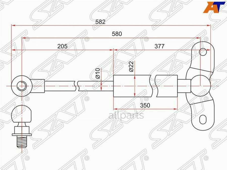 SAT ST-04746-S3N-000 Амортизатор крышки багажника Honda Odyssey 98-04 (Слева)