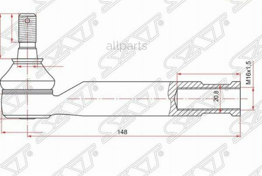 SAT ST-45046-29425 Рулевой наконечник Toyota Avensis (T250) 03-08 / Corolla Verso 04-09