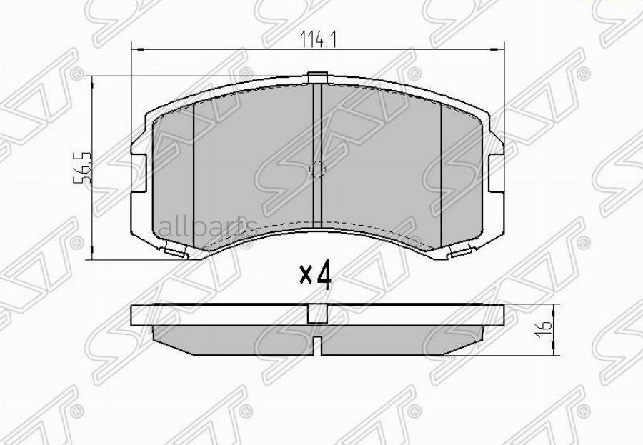 SAT ST-MR569233 Колодки тормозные (Спереди) Mitsubishi Lancer 97-10 / Bravo 91-99