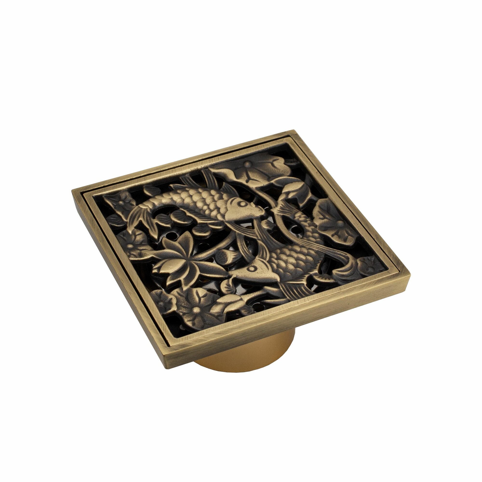 Душевой трап кованые рыбы из латуни, бронзовый