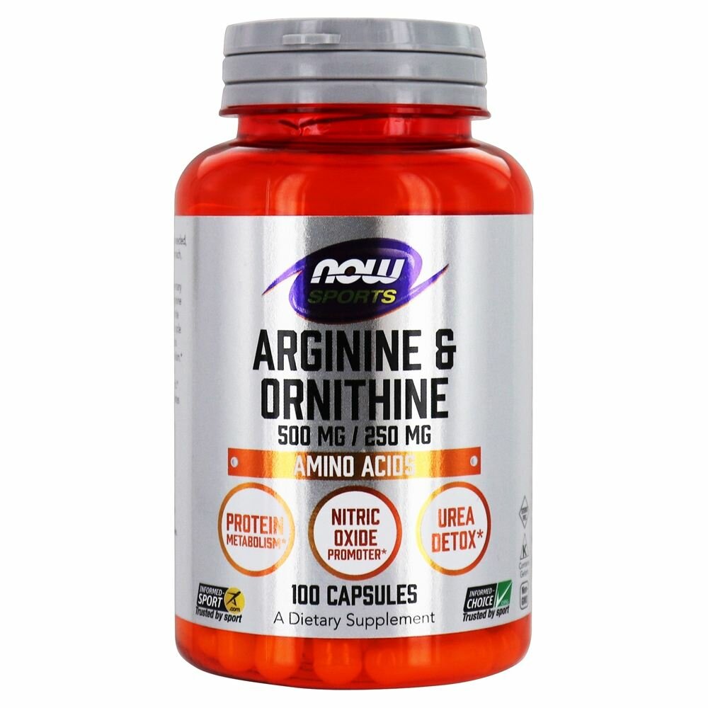 Аминокислотный комплекс NOW Arginine & Ornithine, нейтральный, 100 шт.