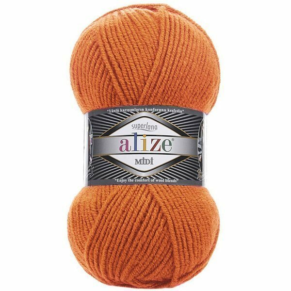Пряжа Alize SUPERLANA MIDI 225 оранжевый (5 мотков)