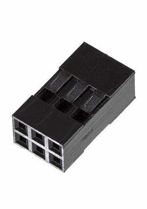 I-DS1071-SCB02x3, гнездо на кабель 2x3, шаг 2.54мм, без контактов (25 шт.)