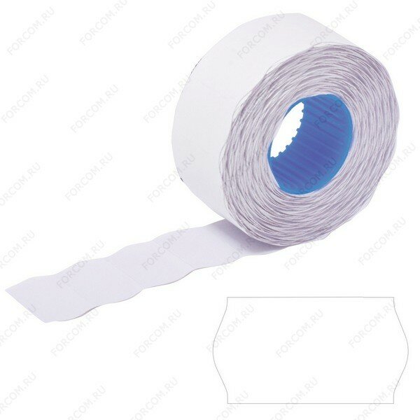 Этикет-лента 22х12 мм, волна, белая, 800 этикеток. в рулоне, 1 рулон (BRAUBERG 123572/1)