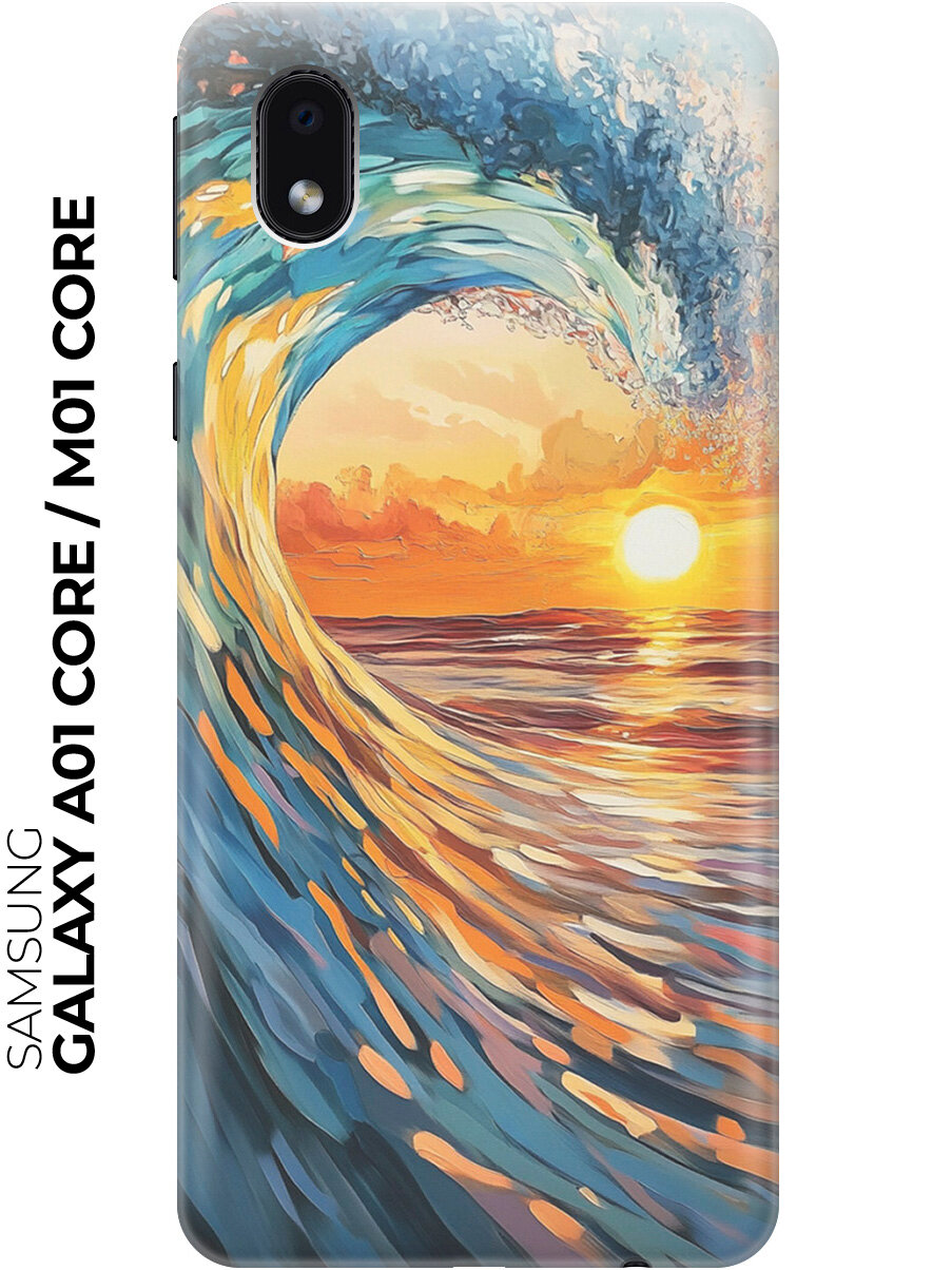 Силиконовый чехол на Samsung Galaxy A01 Core / M01 Core с принтом "Волна и закат"