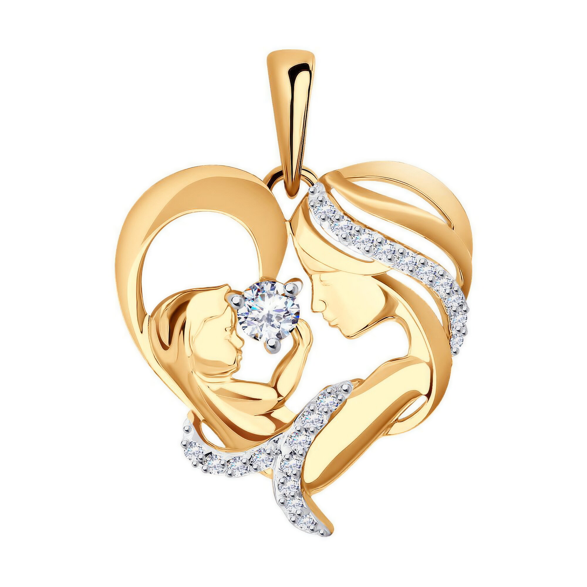 Подвеска Diamant online, красное золото, 585 проба, фианит