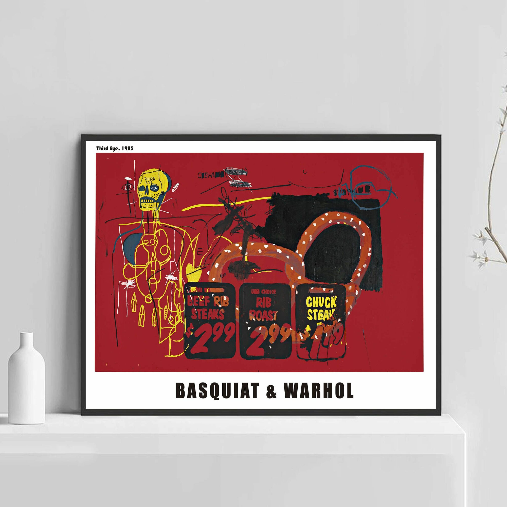 Плакат Баския и Энди Уорхол "Третий глаз" - Basquiat & Warhol, без рамки, размер А2