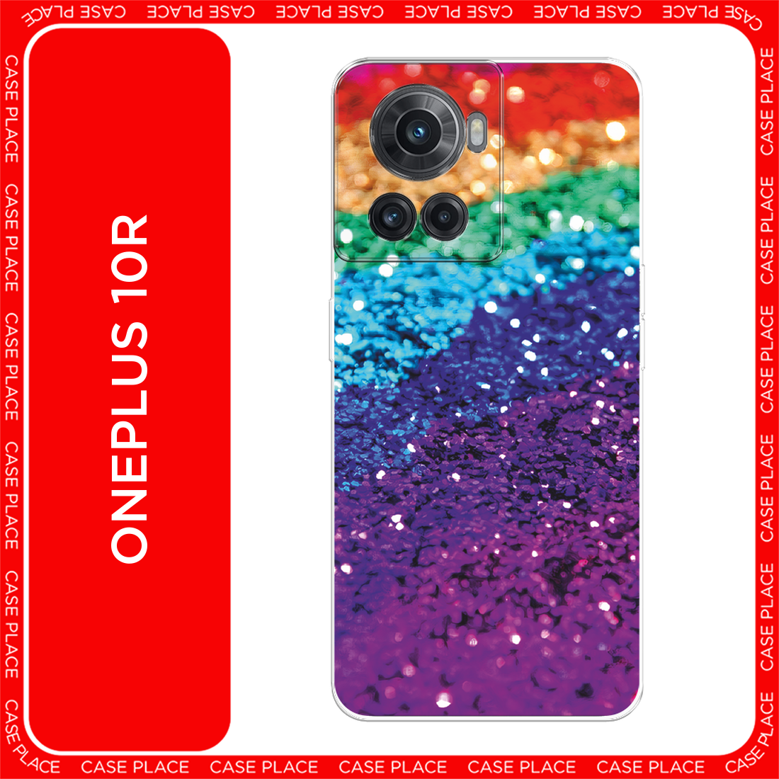 Чехол на OnePlus 10R / Ван плюс 10R с принтом Блестящая радуга рисунок