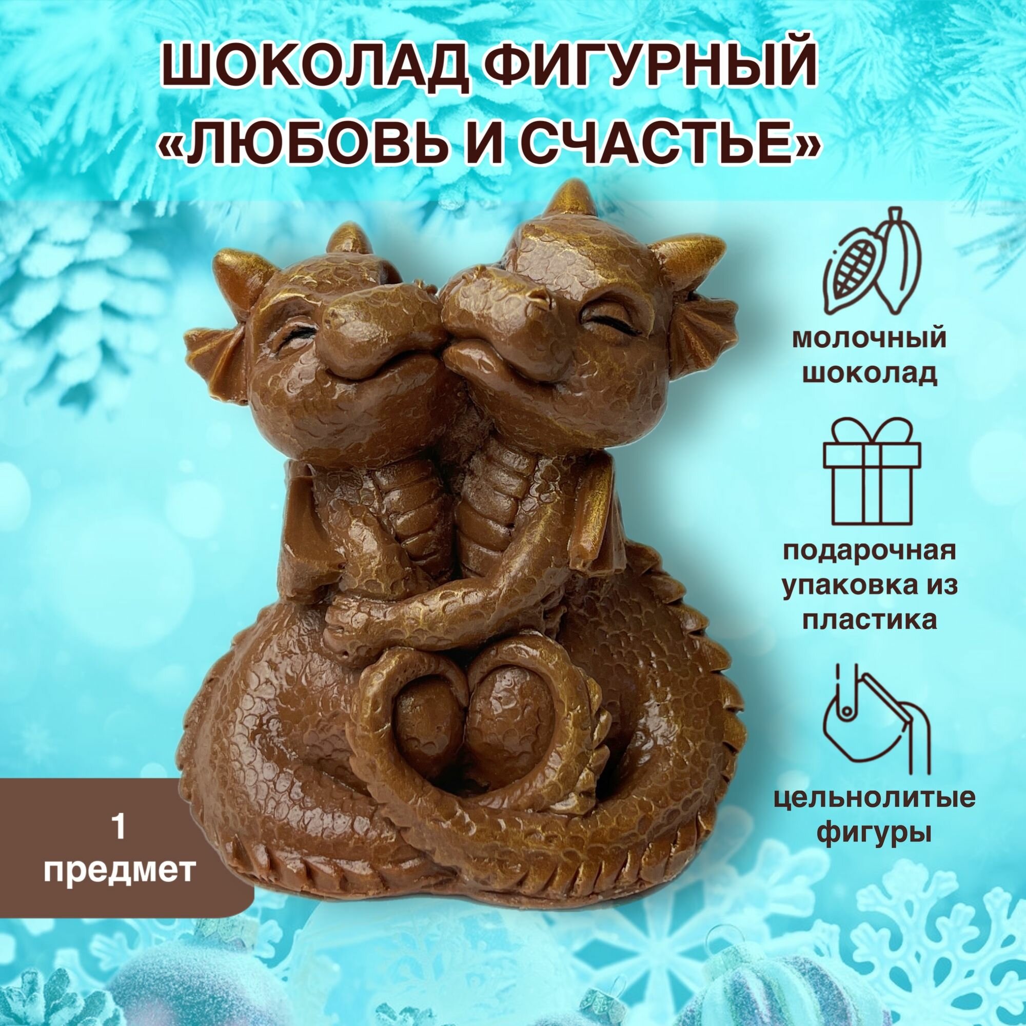 Фигурный шоколад "Суровый шоколад" Символ года 2 дракона "Любовь и счастье" молочная фигурка на торт