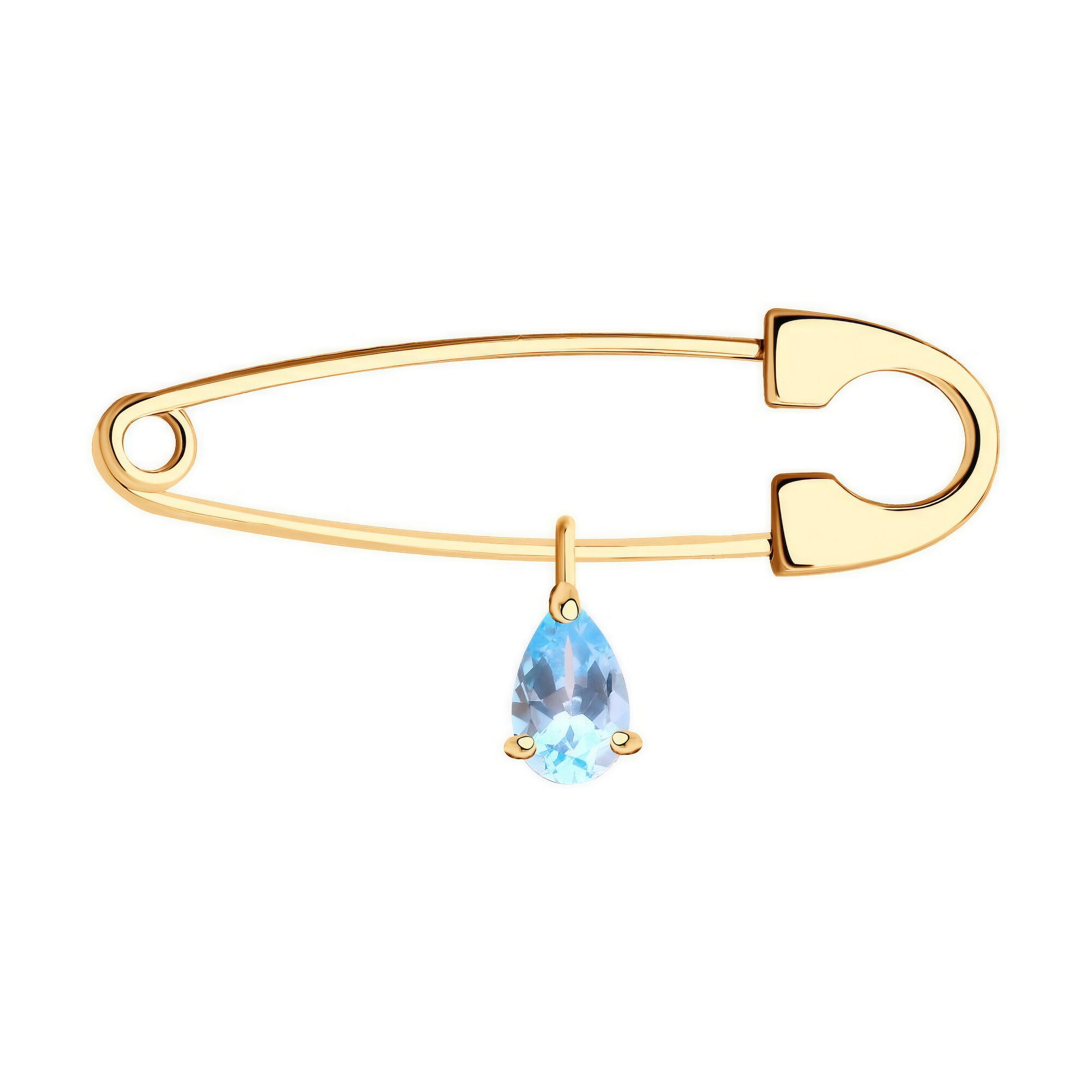 Брошь, красное золото, 585 проба, топаз