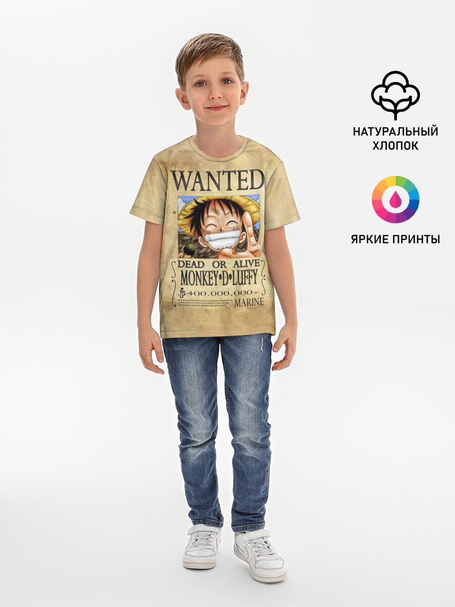 Футболка хлопковая детская Манки Д. Луффи в розыске One Piece
