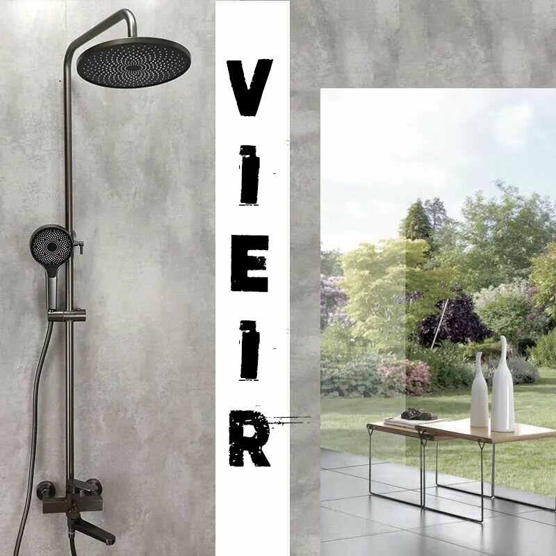 Душевая стойка оружейная сталь с тропическим душем изменением угла наклона серия VIER V283562G