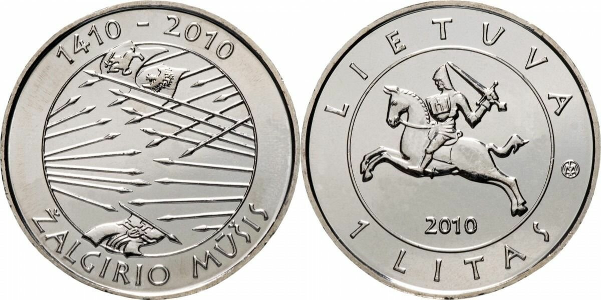 Литва 1 лит, 2010 600 лет Грюнвальдской битве