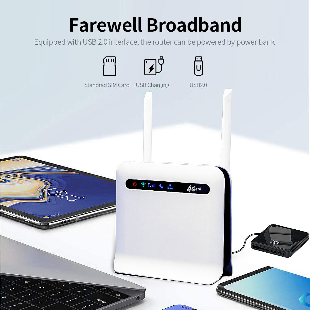 4G LTE роутер 300 Мбит/с, SIM-слот, внешние антенны, ЕС
