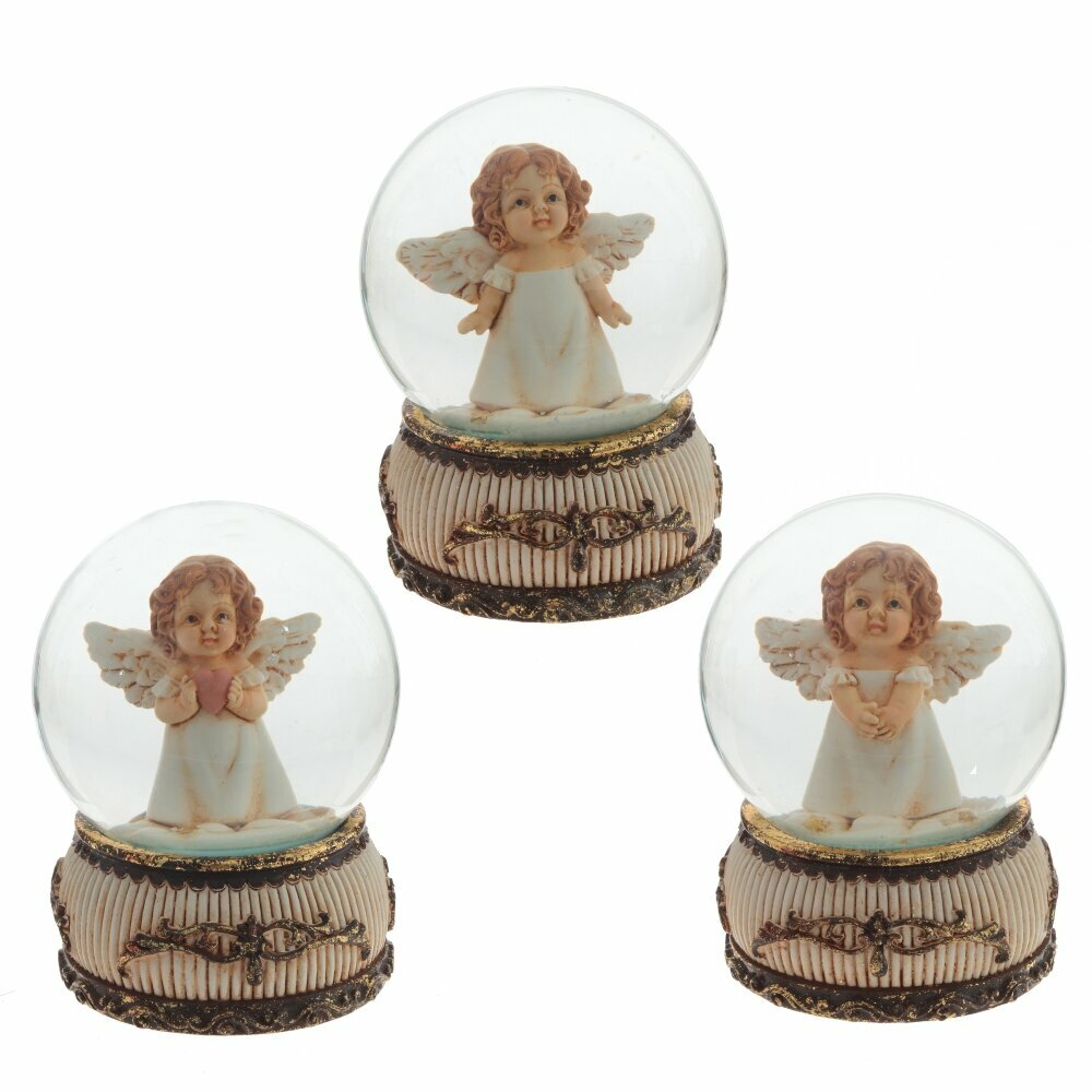 Фигурка декор в стекл шаре "Ангел" (цена за 1 штуку), D 6.5 см, L6,5 W6,5 H9 см, 3в.