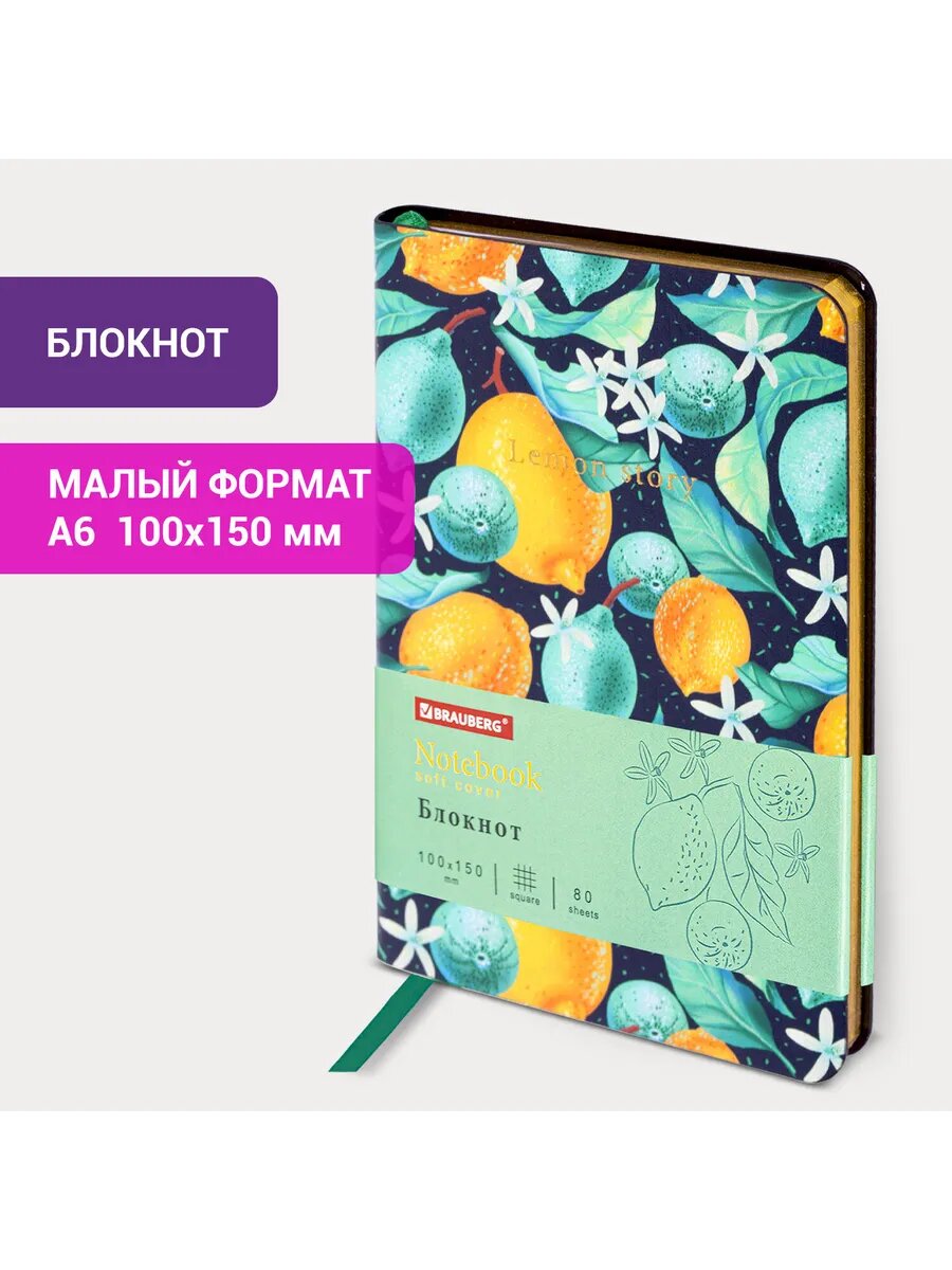 Блокнот для записей А6, 80 листов в клетку
