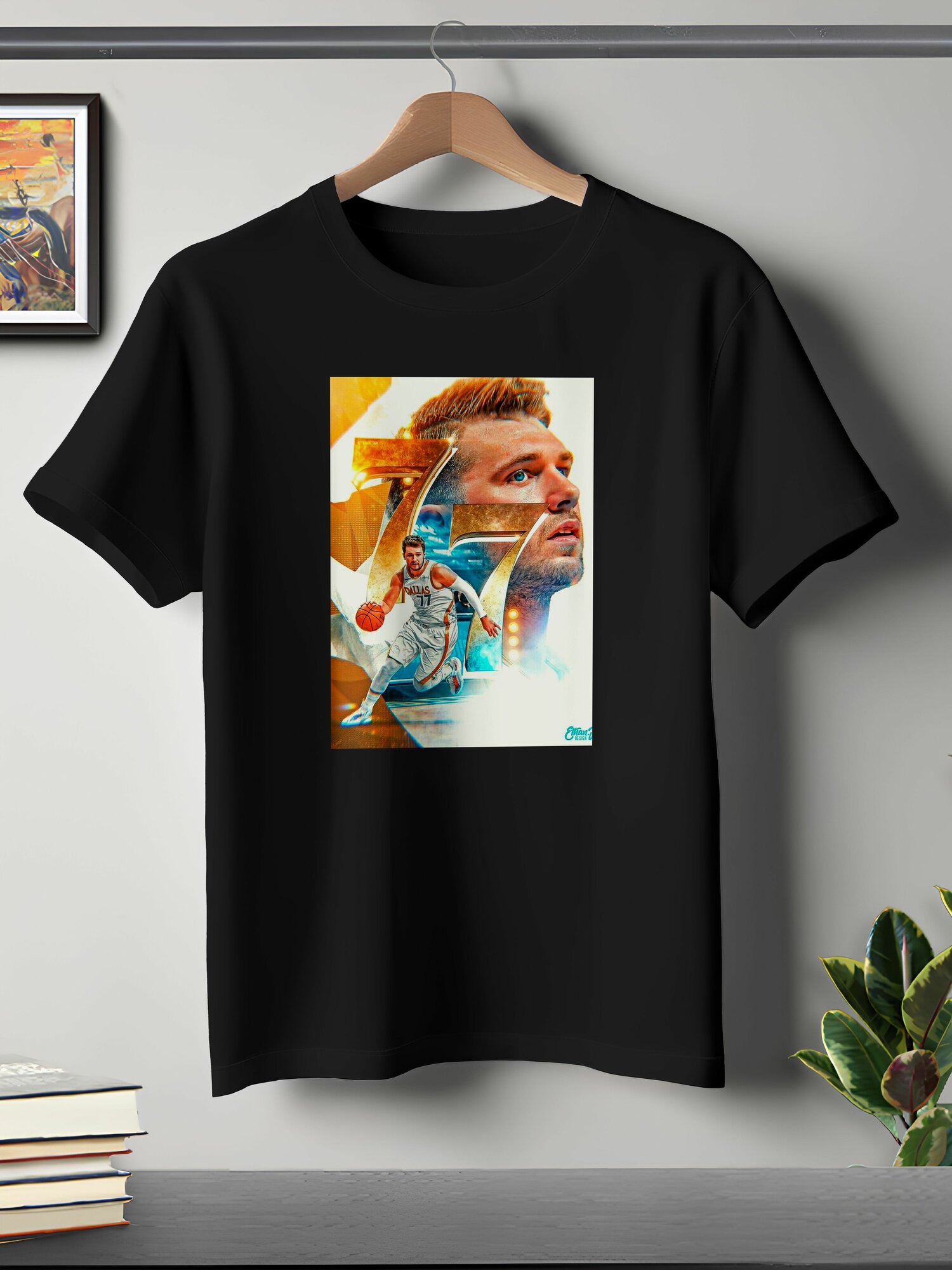 Футболка ONEQ унисекс 40-42 (XXS) размер с принтом Лука Дончич, черная