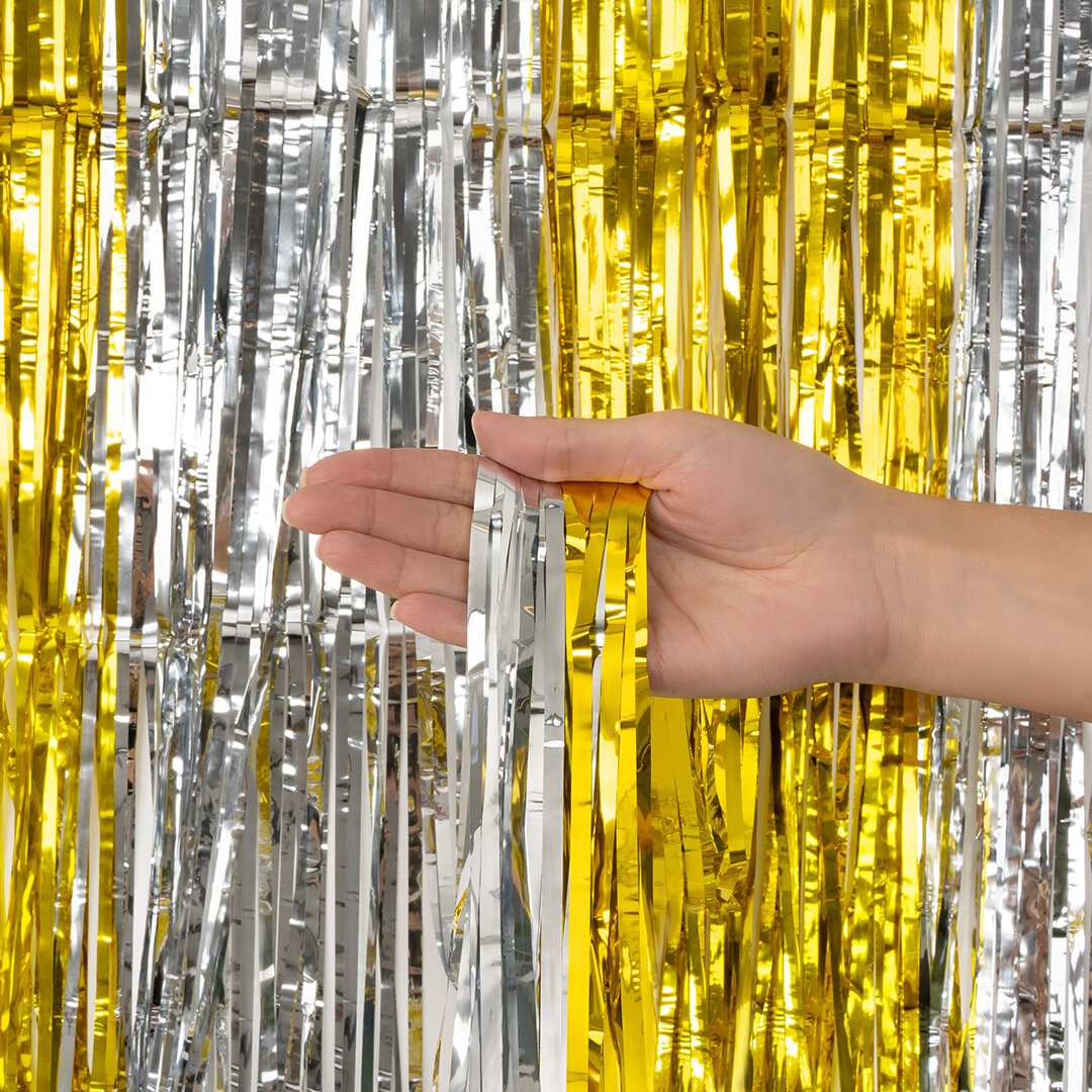 Занавес Дождик Серебро/Золото, Металлик, 100*200 см, 1 шт.