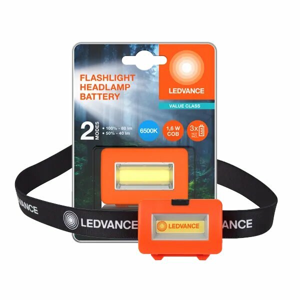 Налобный фонарик 1.6W 6500K IP22 Батарейки 3хААA FLASHLIGHT HEADLAMP BATTERY (Eco30) LEDVANCE, уп. 1шт