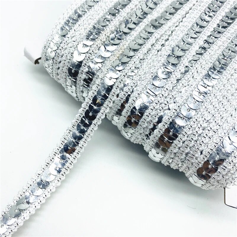 Кружевная лента с пайетками CyanRafts 12мм Серебряный, 03