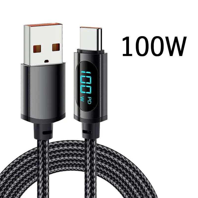 7A 100W PD Кабель для быстрой зарядки типа C к кабелю типа C 6A 66W Кабель с 2 м, 100W USB A-Type C