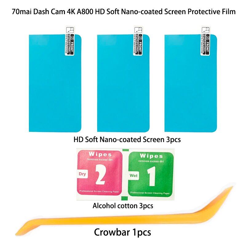 Для 70Mai 4K A800s A810 HD мягкая защитная пленка с нано-покрытием для 70Mai Dash Cam пленка нанозащитная пленка 3 шт.