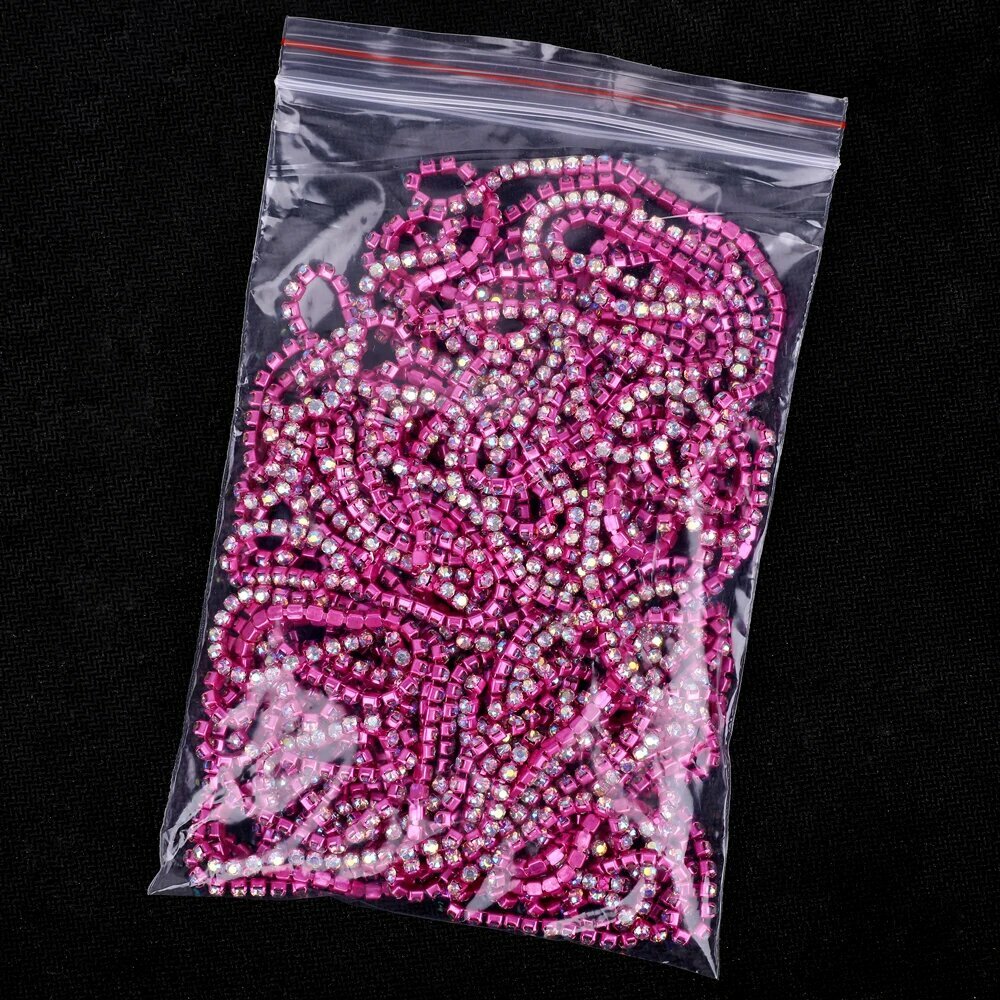 Стеклянная цепочка со стразами VC 1/5 ярда SS6-SS18 5yards Pack, Розовый, SS8(2.5mm), Rose Crystal AB