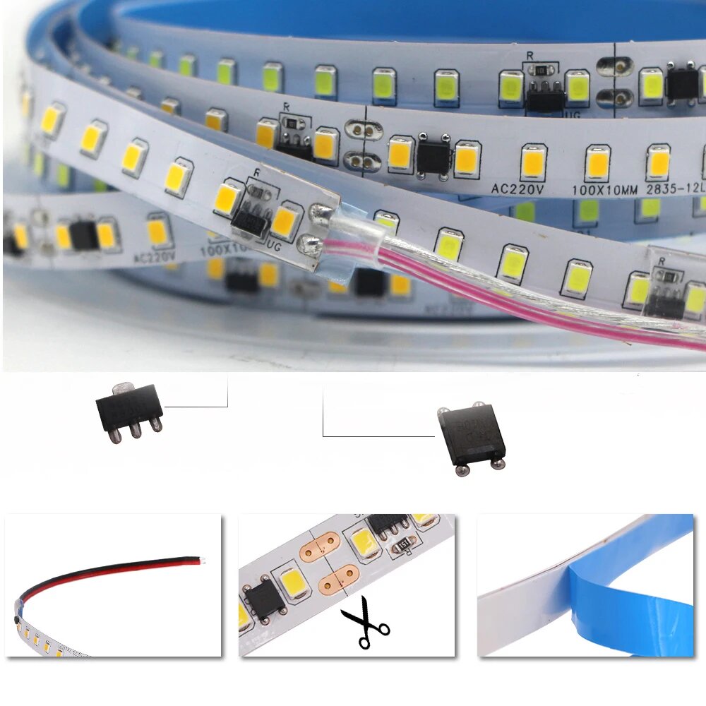 Светодиодная лента Viktorovna 220В 120/240LED/м 8mm 120leds-m, 4000K white, 1 м