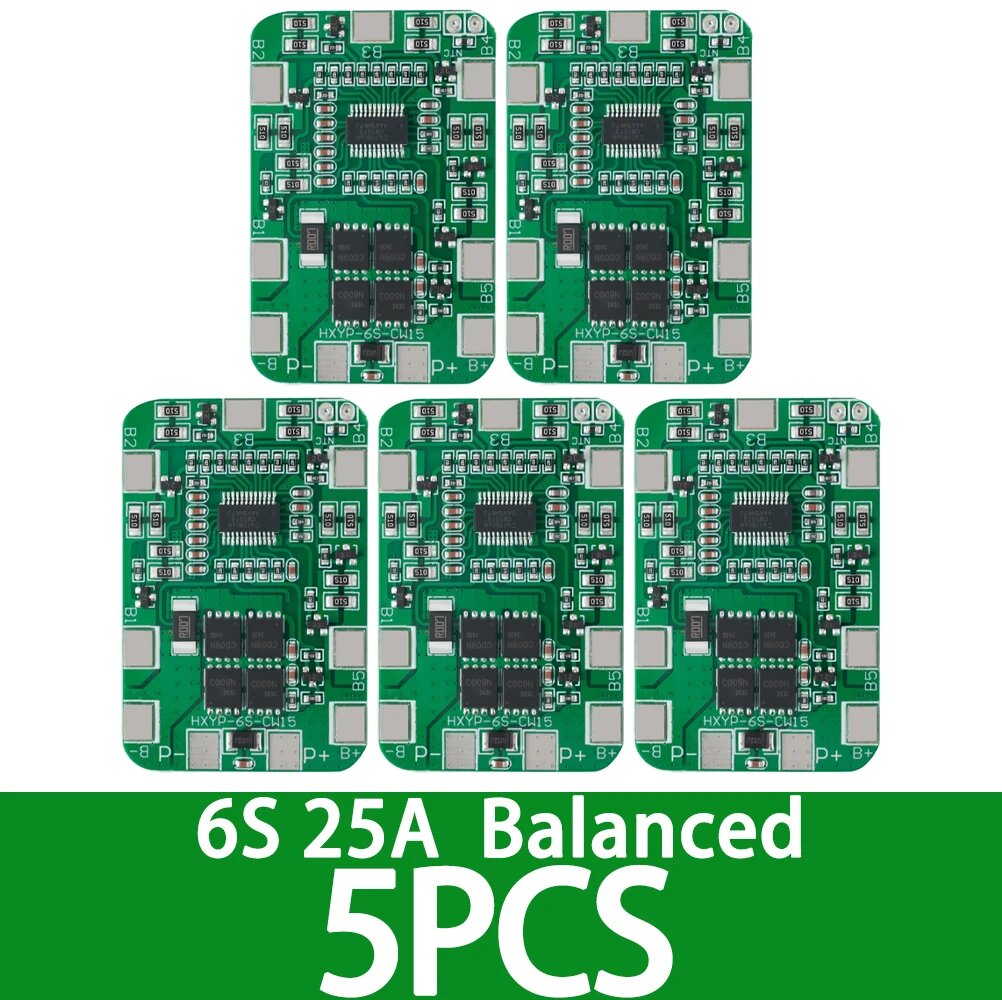 Балансировочная плата BMS 6S 24-25.2В для аккумуляторов 18650 (6 шт.) 5PCS 25A Balanced