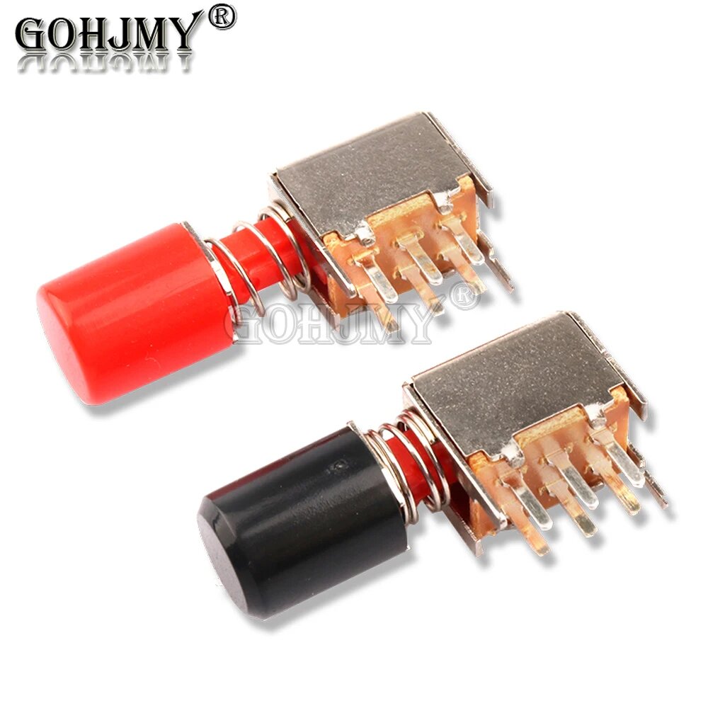 10 шт. двухполюсных 6-контактных самоблокирующихся кнопочных выключателей питания RED (A11 key cap)