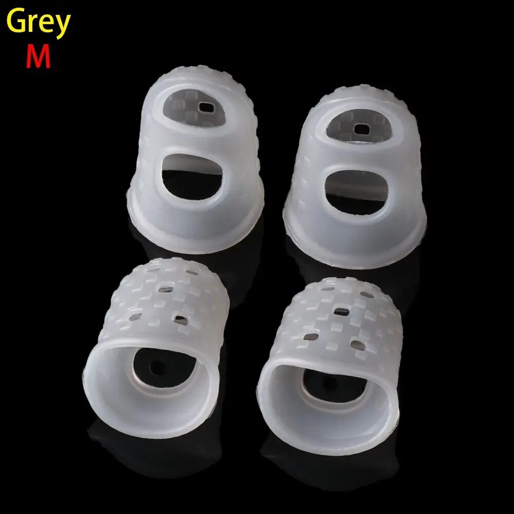 Силиконовые накладки на кончики пальцев для гитары, 4 шт, 6 цветов Белый, Grey-M