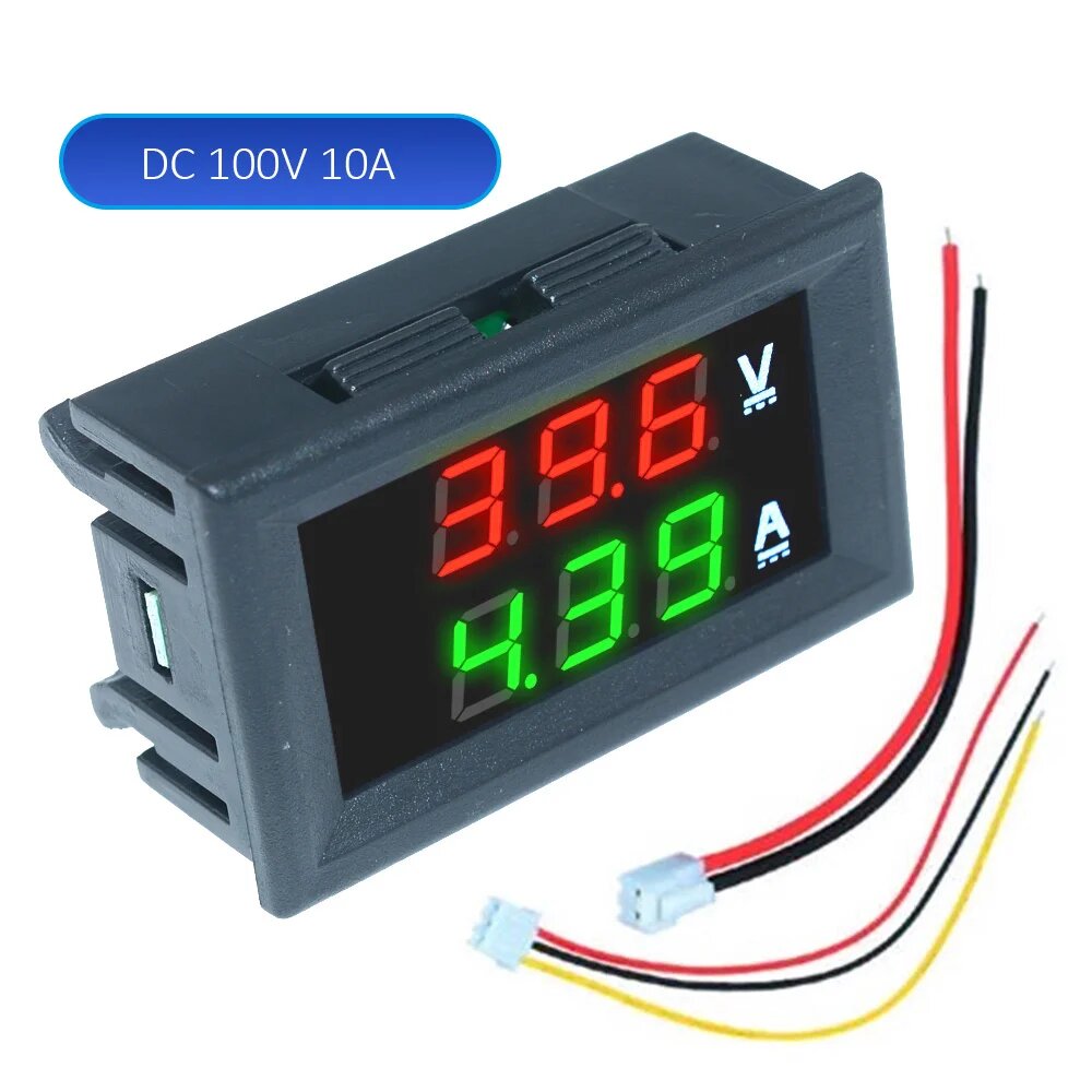 Цифровой вольтметр амперметр Aideepen DC 0-100В Red Green 10A