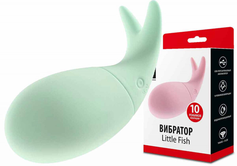 Вибратор-яйцо "Little fish" с подзарядкой от USB, 10 функций вибрации, цвет зеленый
